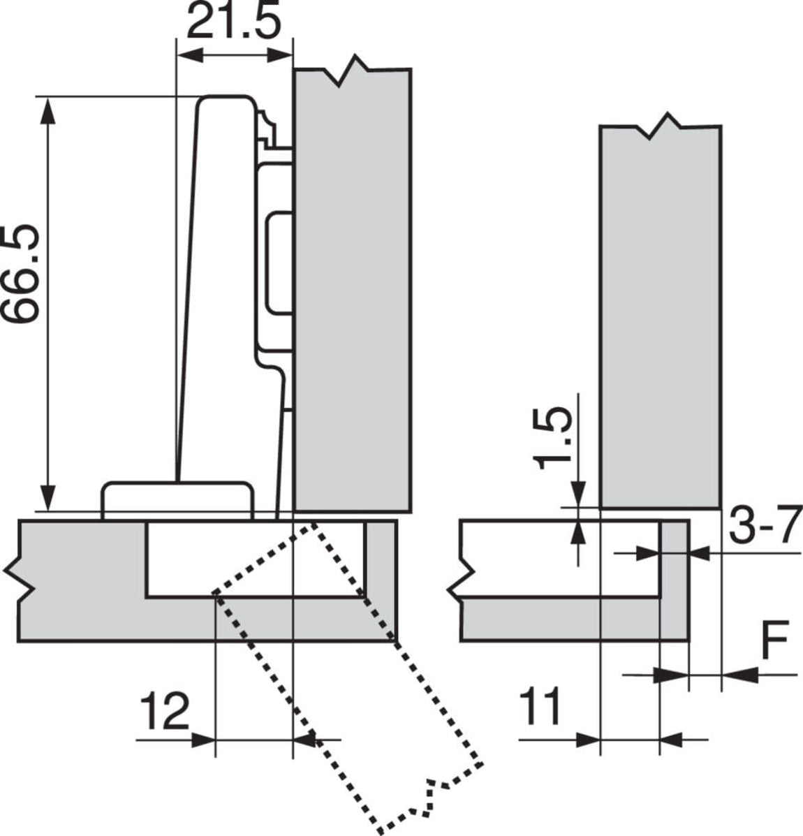 Blum 71B3550 110d Integrated Blumotion Clip On Full Overlay Hinge 18-2 ...