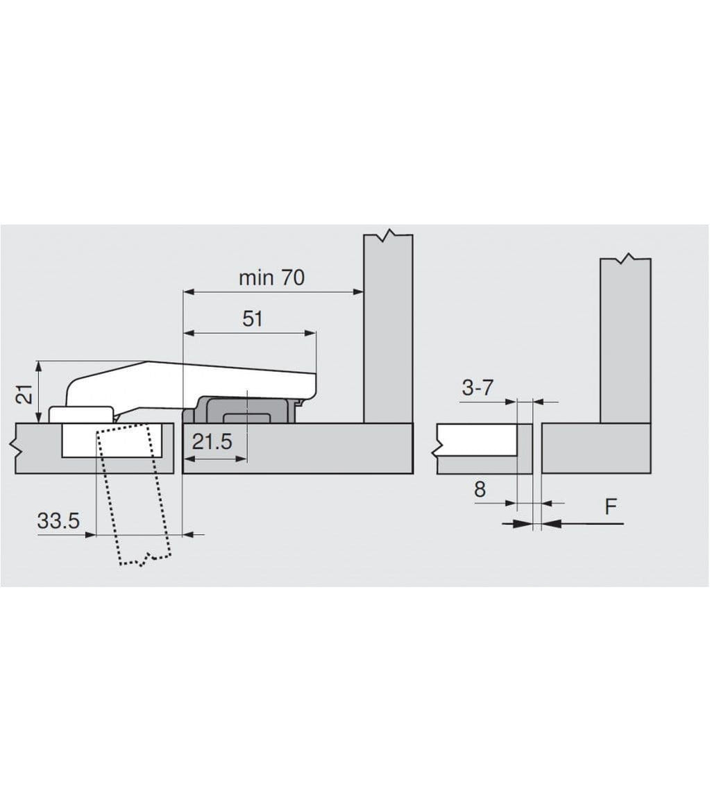 Blum 79B9550 Soft Close Inset Blind Corner Hinge Clip On — Neasden Hardware