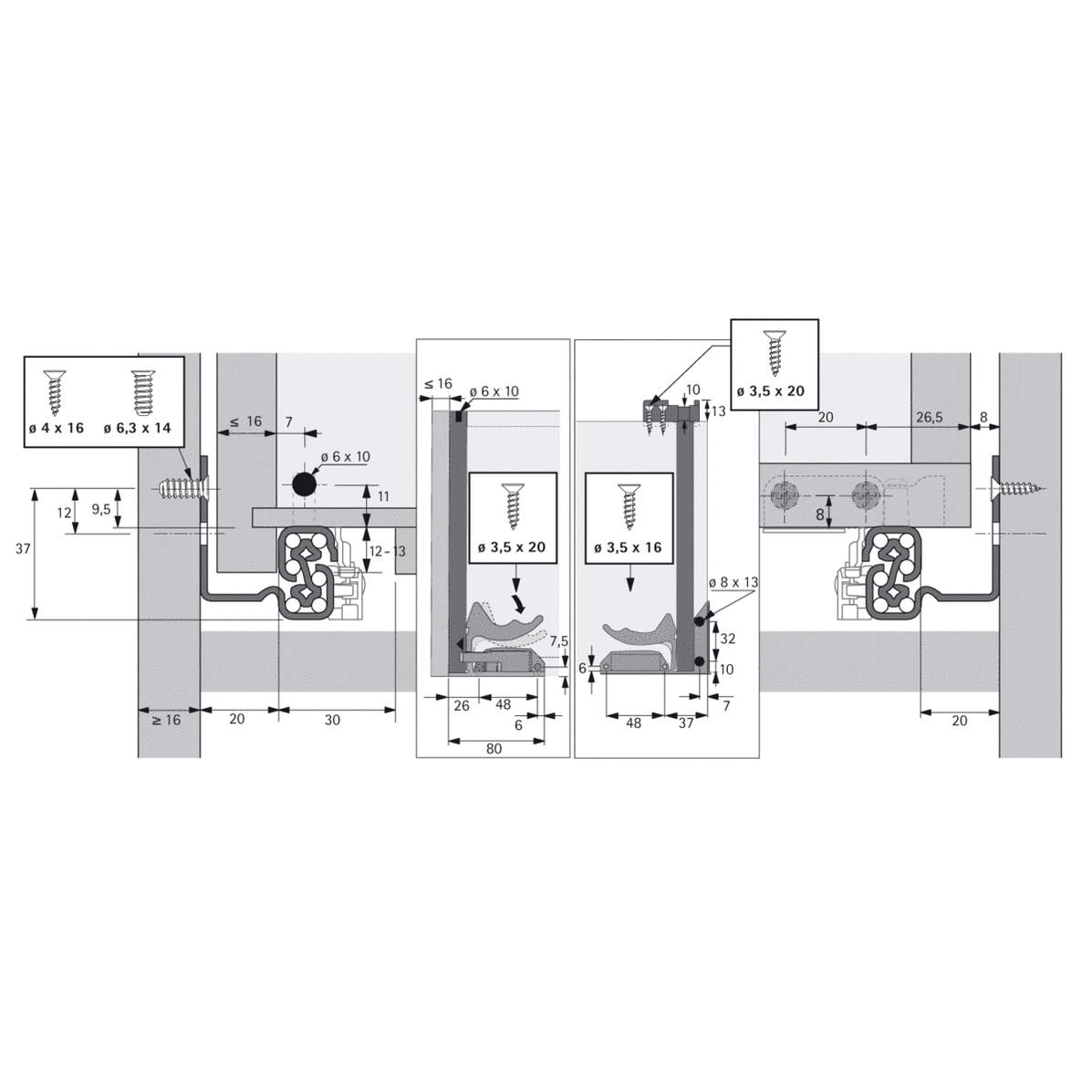 Quadro V6 4D Soft Close Drawer Runner Pair — Neasden Hardware
